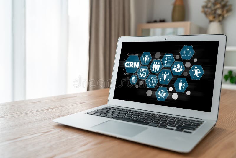 Customer Relationship Management System on Modish Computer for CRM Business Stock Photo - Image ...