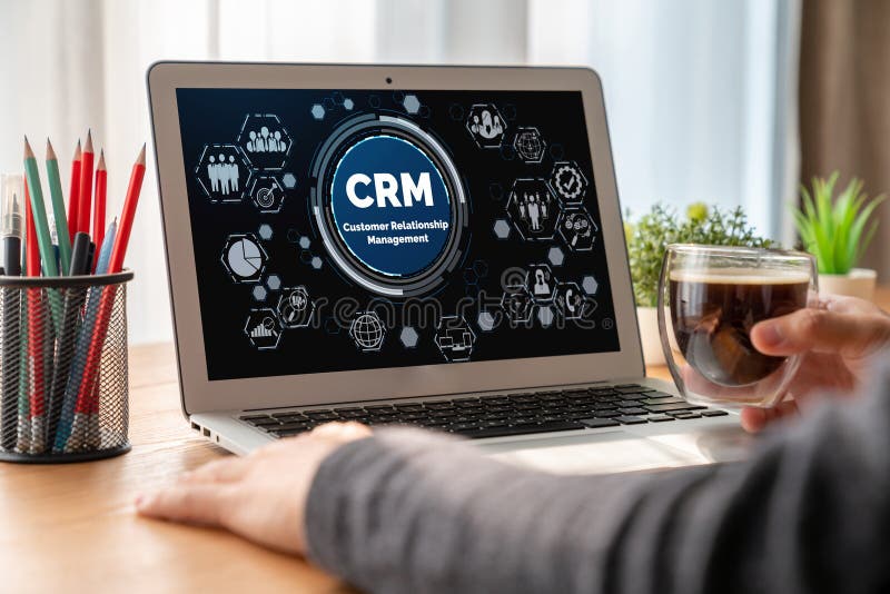 Customer Relationship Management System on Modish Computer for CRM Business Stock Photo - Image ...