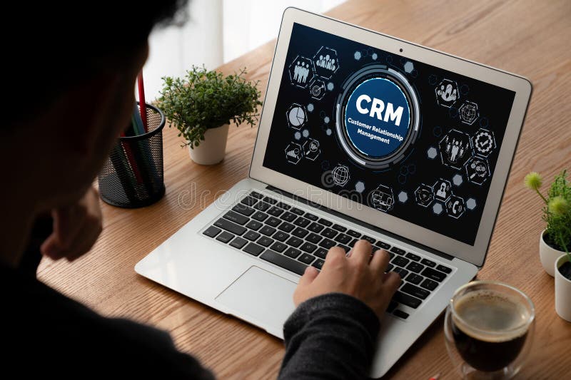 Customer Relationship Management System on Modish Computer for CRM Business Stock Photo - Image ...