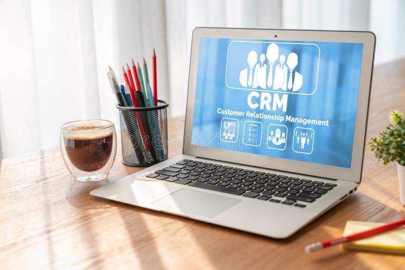 Customer Relationship Management System on Modish Computer for CRM Business Stock Image - Image ...