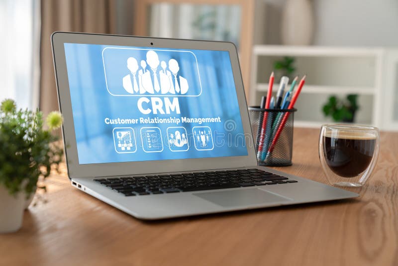 Customer Relationship Management System on Modish Computer for CRM Business Stock Image - Image ...