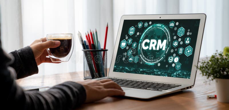 Customer Relationship Management System on Modish Computer for CRM Business Stock Photo - Image ...
