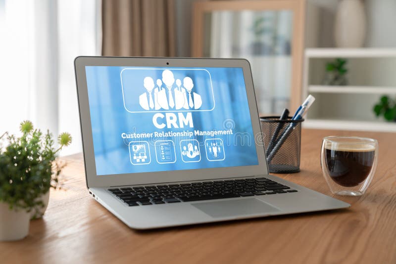 Customer Relationship Management System on Modish Computer for CRM Business Stock Image - Image ...