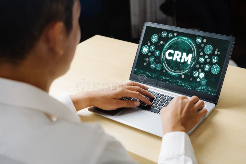 Customer Relationship Management System on Modish Computer for CRM Business Stock Photo - Image ...