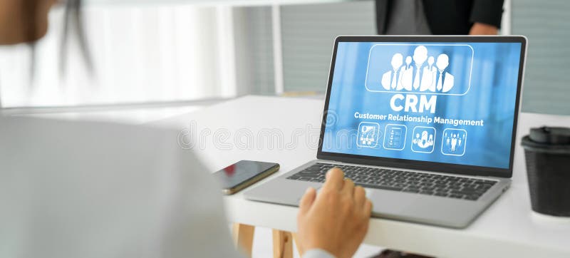 Customer Relationship Management System on Modish Computer for CRM Business Stock Photo - Image ...