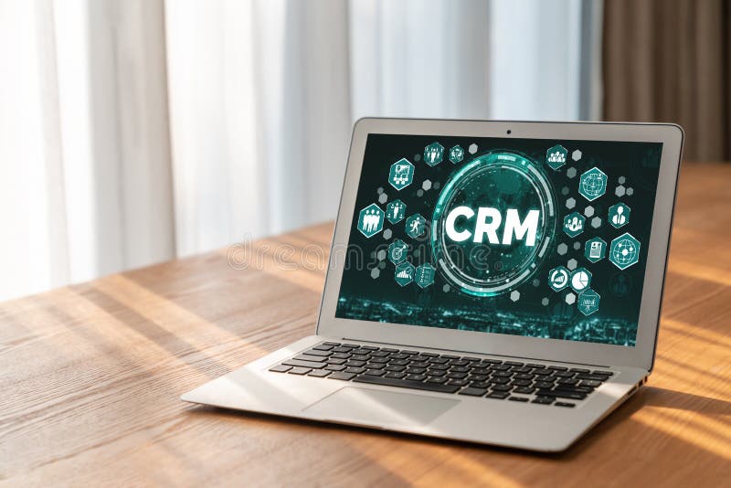 Customer Relationship Management System on Modish Computer for CRM Business Stock Photo - Image ...