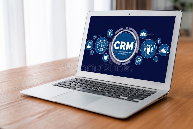 Customer Relationship Management System on Modish Computer for CRM Business Stock Image - Image ...