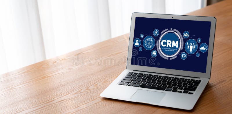 Customer Relationship Management System on Modish Computer for CRM Business Stock Photo - Image ...