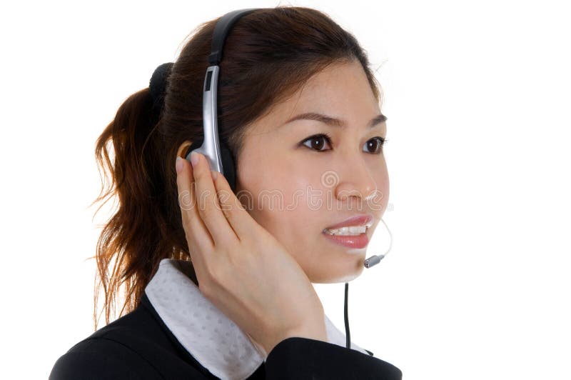 Asian Customer Service Agent with Headset on Stock Photo - Image of ...