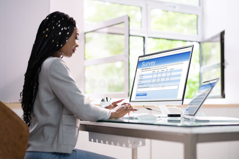 Customer Research Survey Questionnaire on Computer Stock Image - Image ...