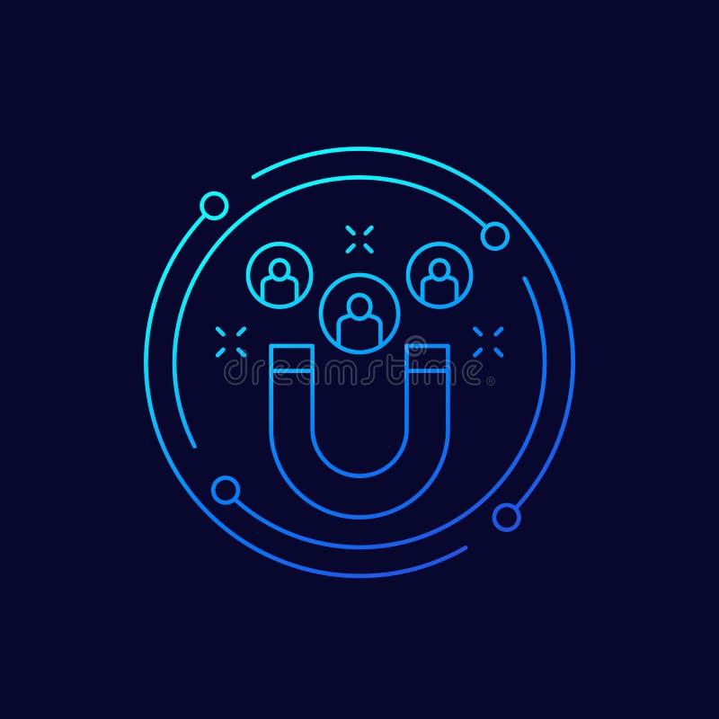 Customer Retention Line Icon with Magnet, Vector Stock Vector ...