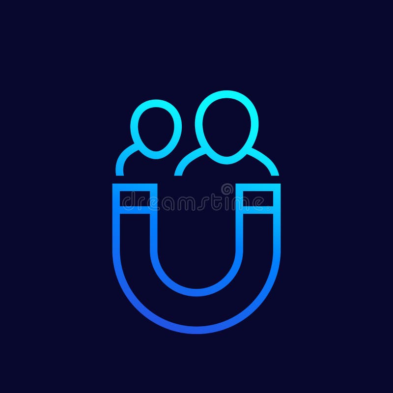 Customer Retention Line Vector Icon with a Magnet Stock Vector ...