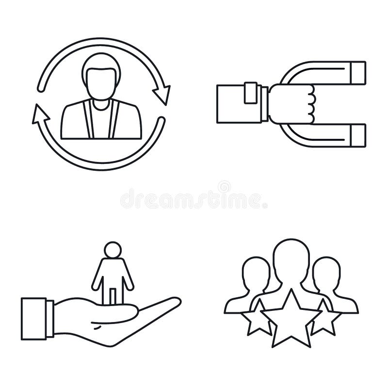 Customer Retention Management Icon Set, Outline Style Stock Vector ...