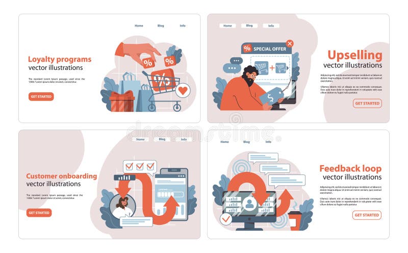 Customer Retention Set. Engaging Visuals Depicting Loyalty Program ...