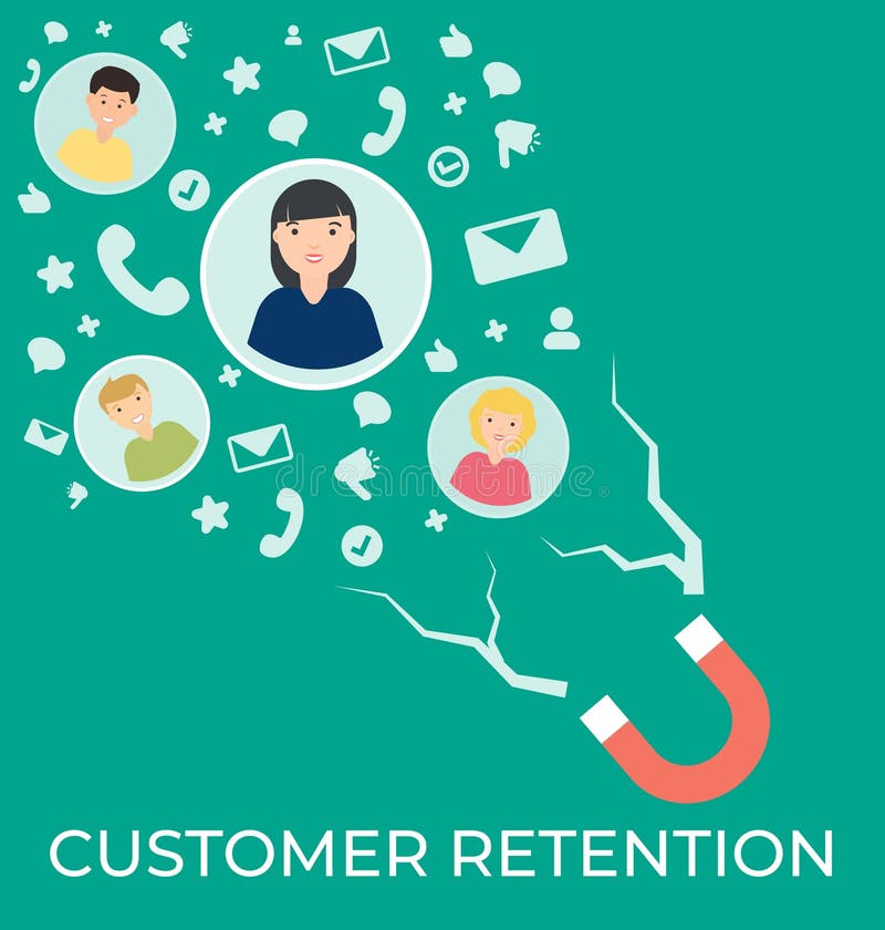 Customer Retention Vector Flat Illustration Stock Vector - Illustration ...