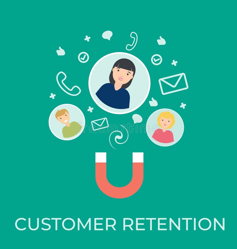 Customer Retention Vector Flat Illustration Stock Vector - Illustration ...