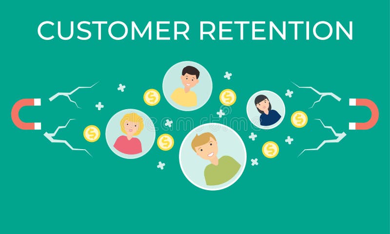 Customer Retention Vector Flat Illustration Stock Vector - Illustration ...