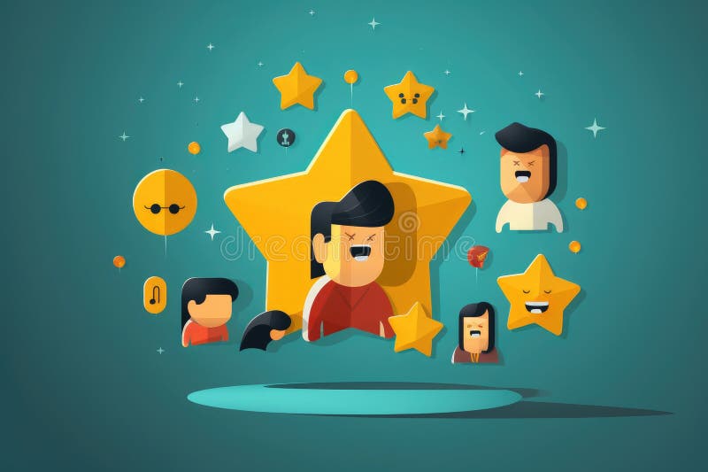 Customer Review Concept with Star and People in Flat Style. Vector ... Customer Review Concept with Star and People in Flat Style. Vector ...