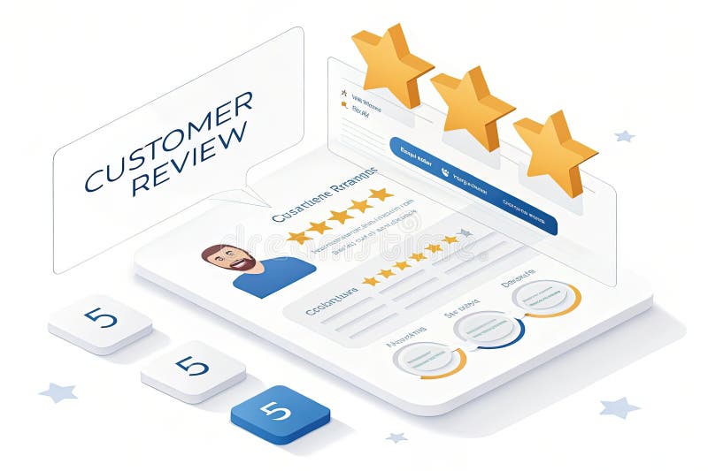 Customer Review Feedback with Star Ratings and User Interface Elements Stock Illustration ...