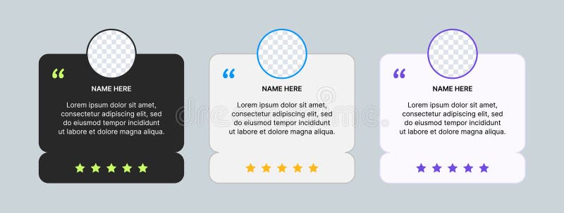 Customer Review Template. Testimonials, Feedback with Rating Stock ...