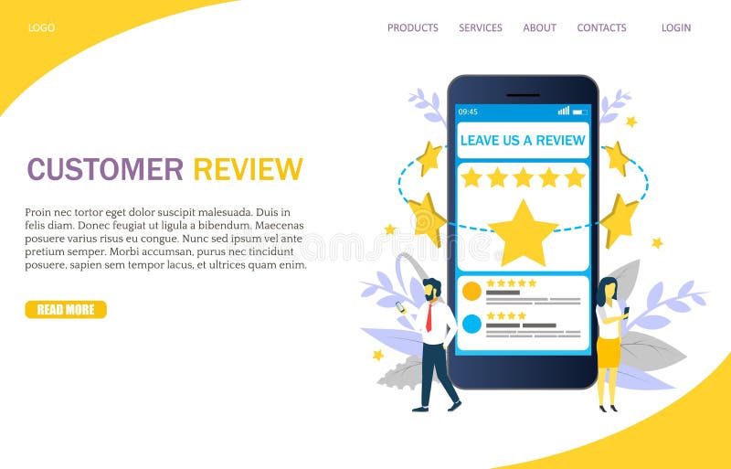 Customer Review Vector Website Landing Page Design Template Stock ...