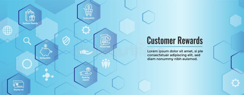 Customer Rewards Icon Set and Web Header Banner Design Stock Vector ...