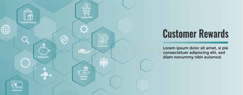 Customer Rewards Icon Set and Web Header Banner Design Stock Vector ...