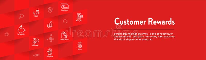 Customer Rewards Icon Set and Web Header Banner Design Stock Vector ...