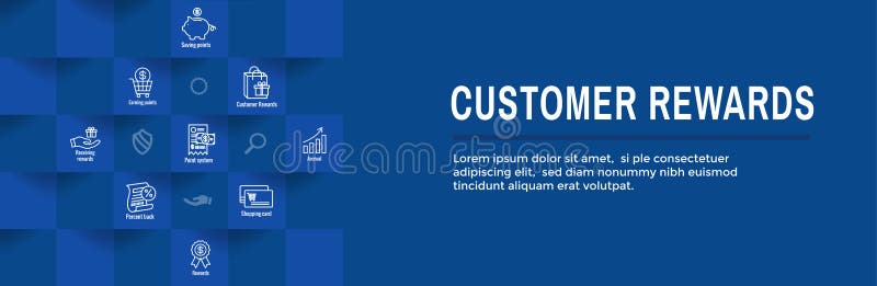 Customer Rewards Icon Set and Web Header Banner Design Stock Vector ...