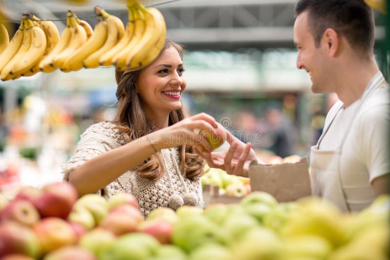 Customer and Salesman at the Market Stock Photo - Image of people ...