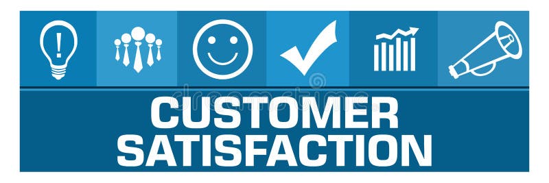 Customer Satisfaction Blue Box Business Symbols on Top Squares Stock ...