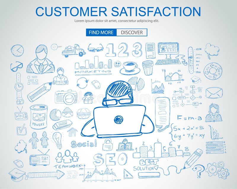Customer Satisfaction Concept with Business Doodle Design Style: Online ... Customer Satisfaction Concept with Business Doodle Design Style: Online ...