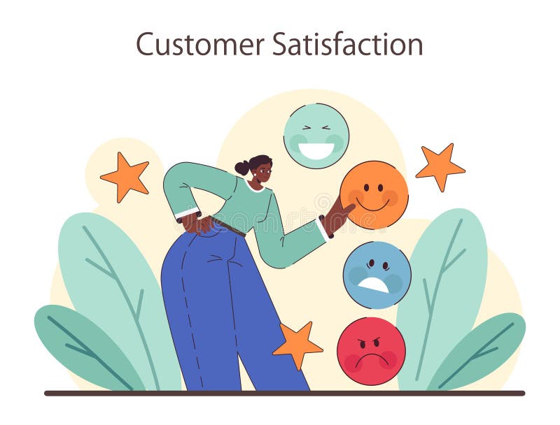 Customer Satisfaction Concept. Flat Vector Illustration Stock Vector - Illustration of happiness ...