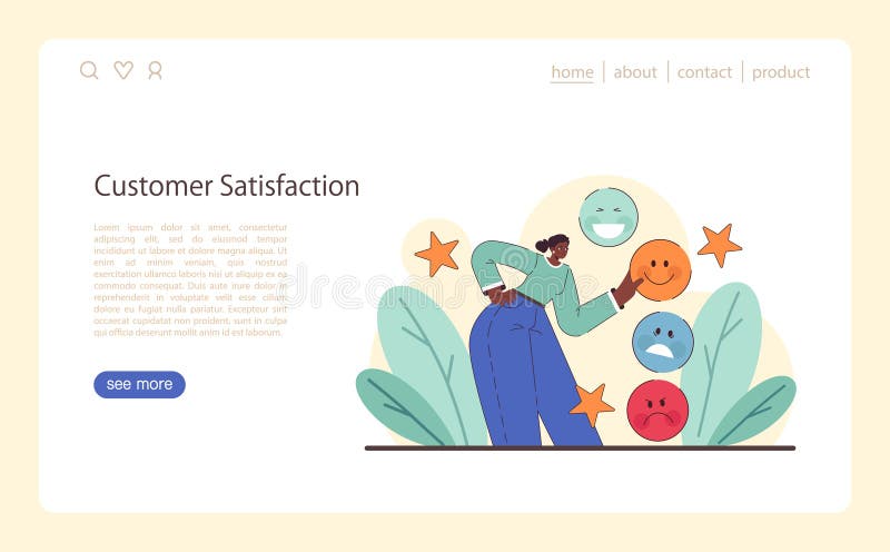 Customer Satisfaction Concept. Flat Vector Stock Vector - Illustration ...