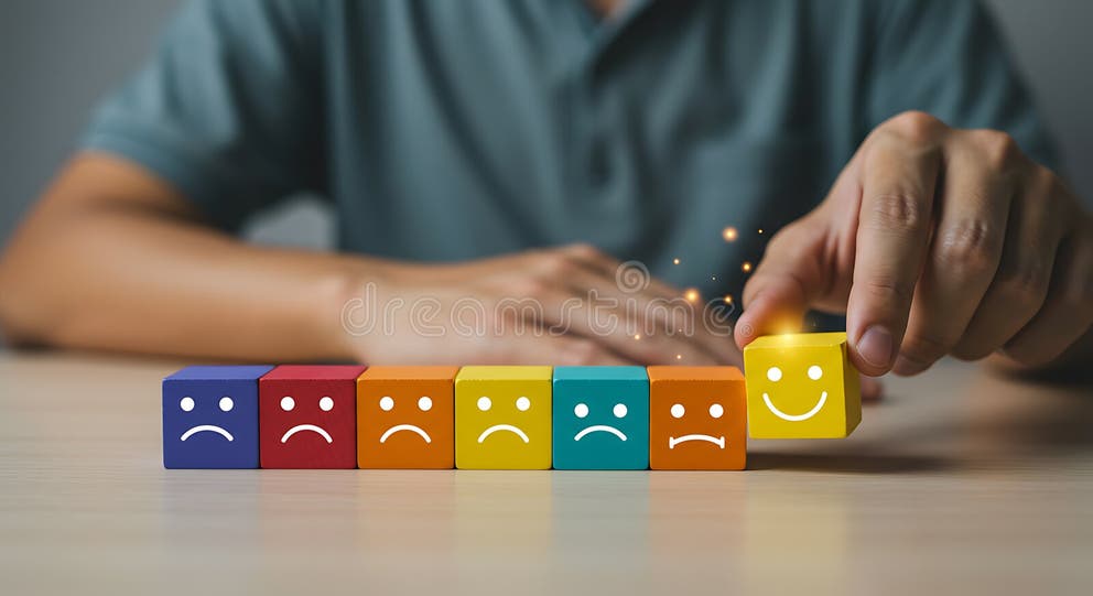 Customer Satisfaction Concept Mood Transformation Stock Illustration ...