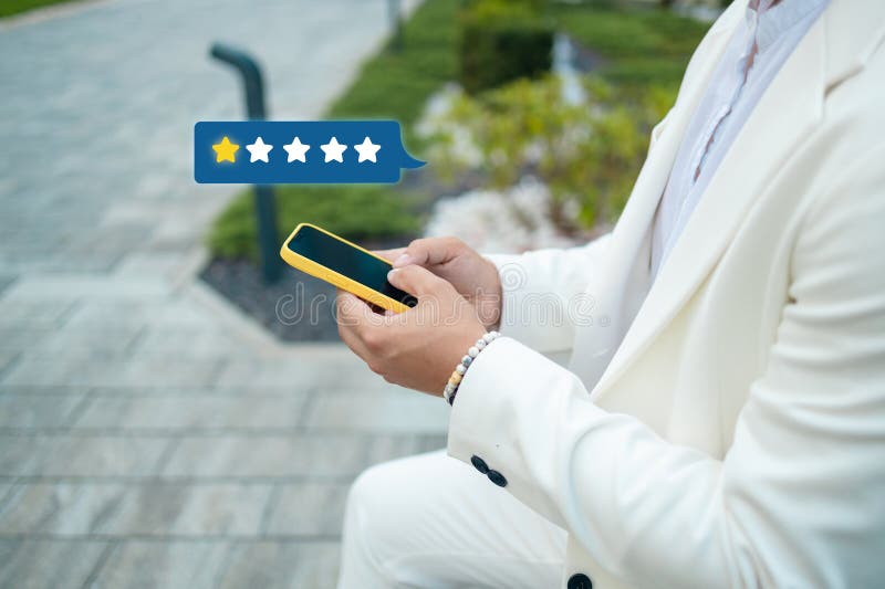 Customer Satisfaction Experience Concept. Businessman Using Mobile ...