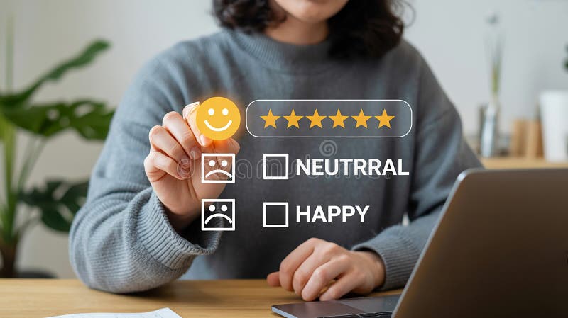 Customer Satisfaction Feedback with Five-Star Rating and Smile Emoji ...