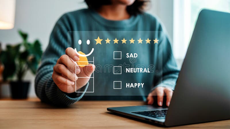 Customer Satisfaction Feedback with Five-Star Rating and Smile Emoji ...