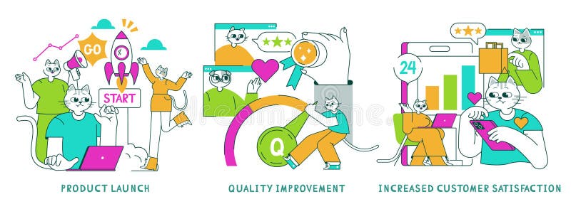 Customer Satisfaction. Flat Vector Illustration Stock Vector ...
