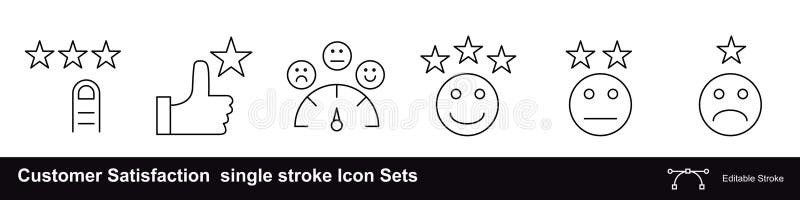 Customer Satisfaction Icon Set Single Stroke Vector Stock Vector ...