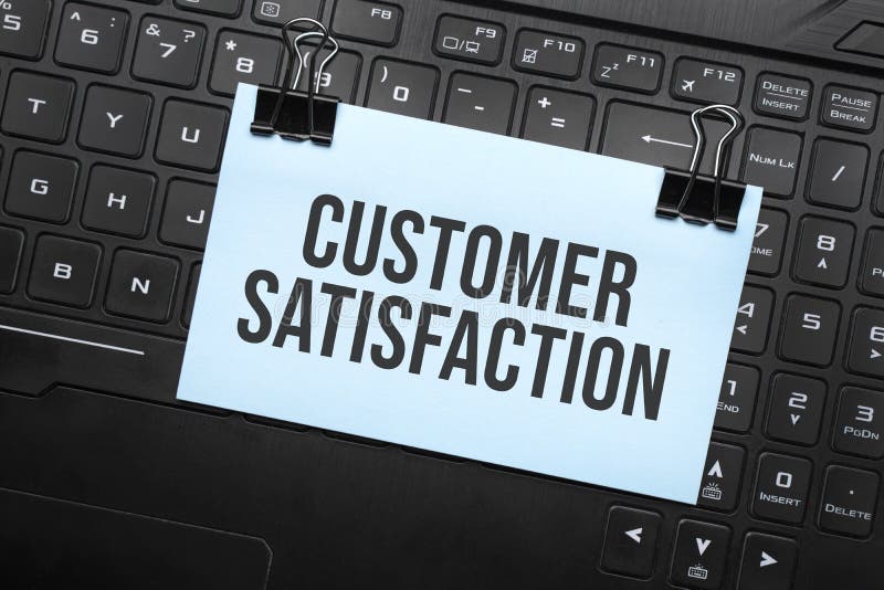 Customer Satisfaction Inscription on White Paper Note on Laptop ...