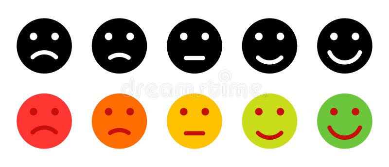 Customer Satisfaction Level Icon Vector. Five Facial Expression of ...