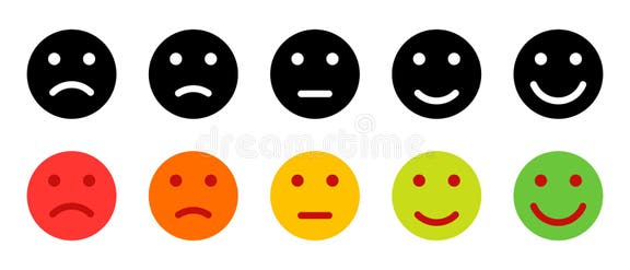 Customer Satisfaction Level Icon Vector. Five Facial Expression of ...