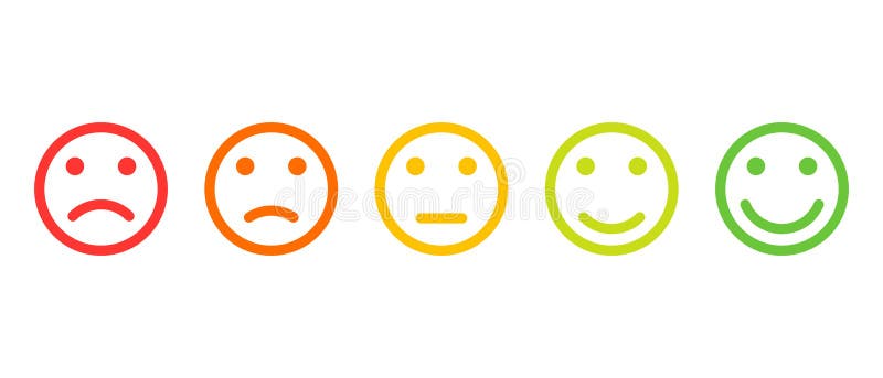 Customer Satisfaction Level Icon Vector in Line Style. Five Facial ...