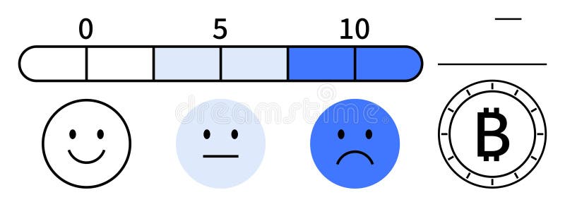 Customer Satisfaction Rating Bar with Emotion Faces and Bitcoin Coin ...