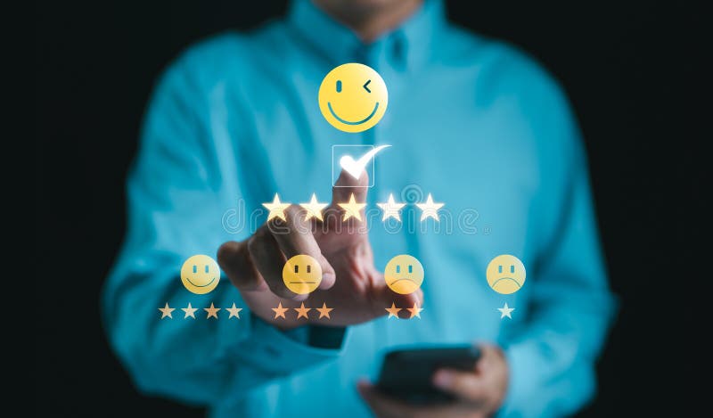 Customer Satisfaction Rating and Feedback Concept. Person Interacting ...