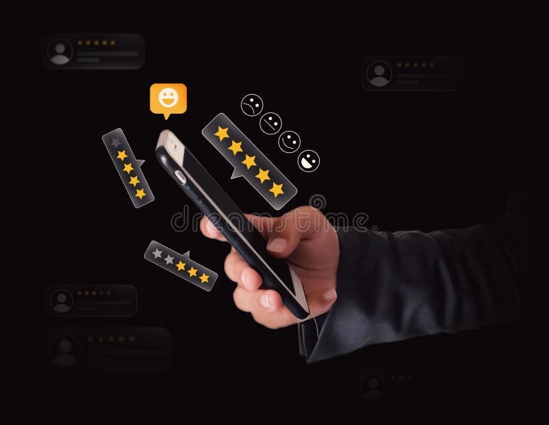 Customer Satisfaction Reviews and Feedback Concept with Floating Shapes ...