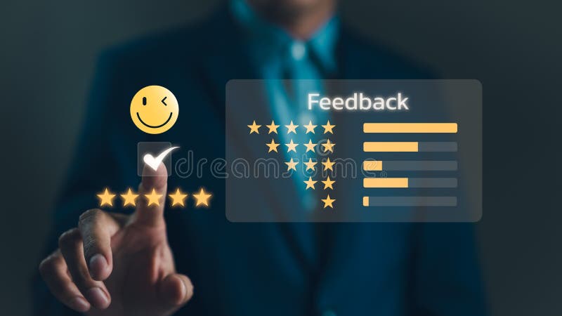 Customer Satisfaction Rating Scale with Smiley Faces. a Hand Marks a ...