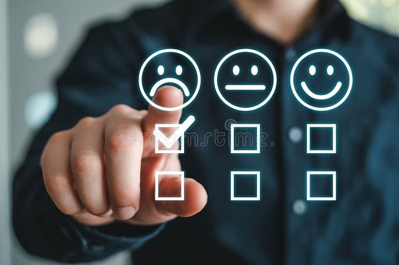 Customer Satisfaction Survey Feedback Experience Rating Scale with Hand ...