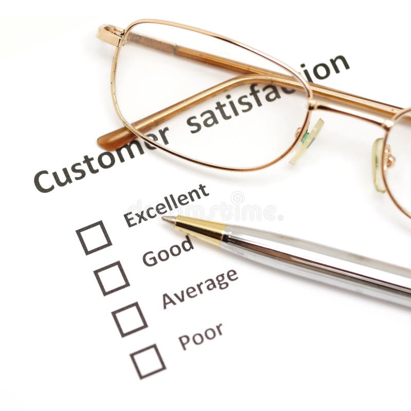 Customer Satisfaction Survey Form with the Pen and Glasses Stock Image ...